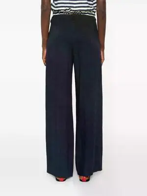 Maje High-waisted Sailor-front Wide-leg Linen Trousers - Blue