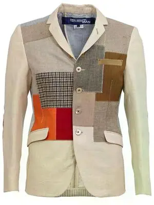 Junya Watanabe Patchwork Linen Blend Blazer - Neutrals