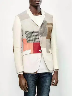 Junya Watanabe Patchwork Linen Blend Blazer - Neutrals