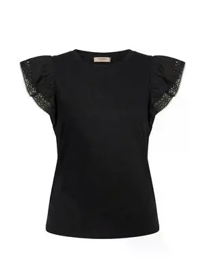 TWINSET Regular Fit Cotton T-shirt With Lace Trim