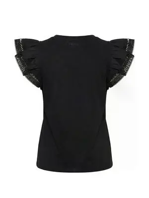 TWINSET Regular Fit Cotton T-shirt With Lace Trim