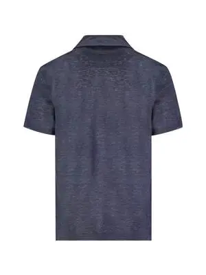 Zegna Notched Linen T-shirt - Blue