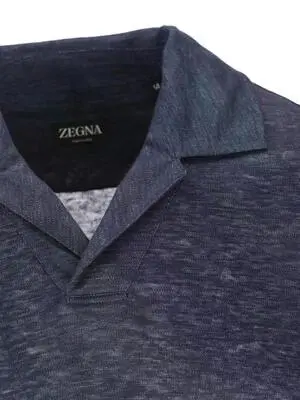 Zegna Notched Linen T-shirt - Blue