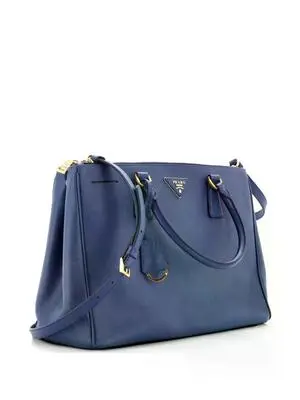 Prada Double Zip Lux Saffiano Leather Medium Tote Bag - Blue