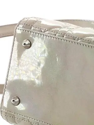 Dior Lady Cannage Quilt Patent Small Satchel - Neutrals