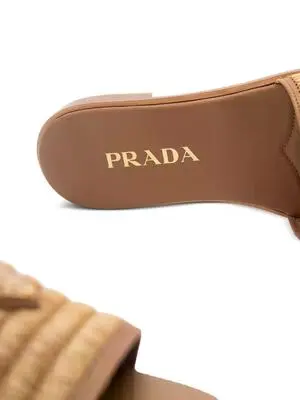 Prada Crochet-detail Leather Slides