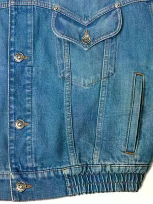 Versace Cotton Denim Blouson Jacket With Leather Inserts