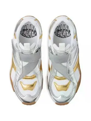 Versace Galaxia Metallic Leather And Mesh Sneakers