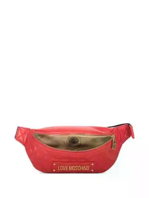Moschino Logo Plaque Quilted Belt Bag - Red