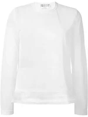 Comme Des Garçons Semi Sheer Long Sleeve T-shirt With Trim