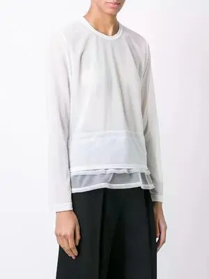 Comme Des Garçons Semi Sheer Long Sleeve T-shirt With Trim