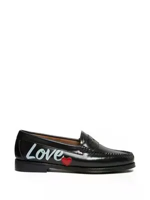 G.H.BASS Penny Loafers With Heart Detail - Black