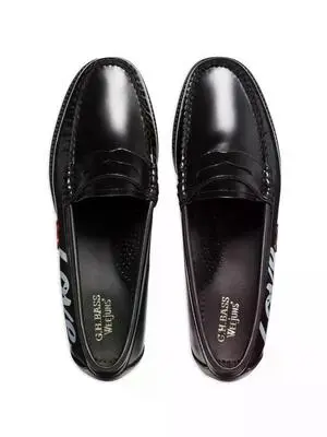 G.H.BASS Penny Loafers With Heart Detail - Black