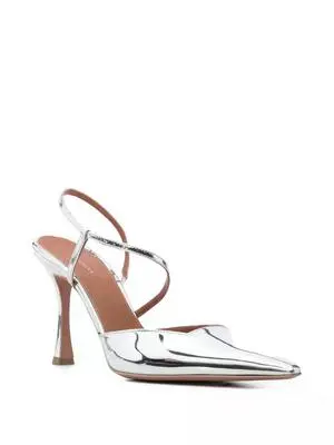 CASTAGNA Pointed-toe Heeled Slingback Pumps - Silver