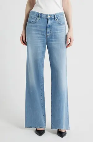 FRAME The Off Duty Stroll Wide Leg Jeans - Frey