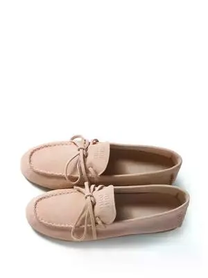 Miu Miu Suede Bow Detailing Loafers - Pink
