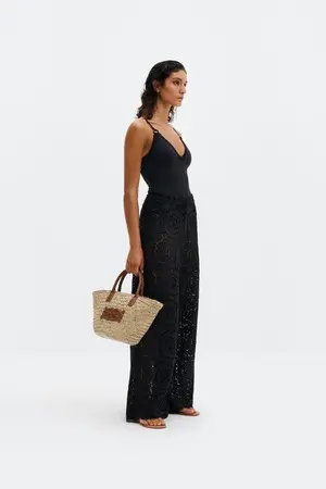 MALINA Stacey Wide-leg Lace Trousers