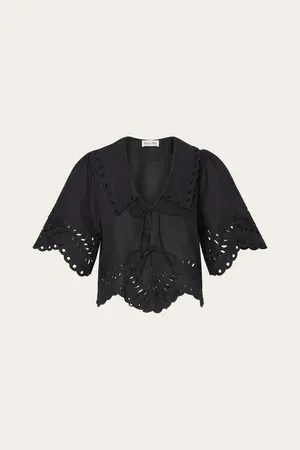 MALINA Estela Broderie Anglais Blouse - Black