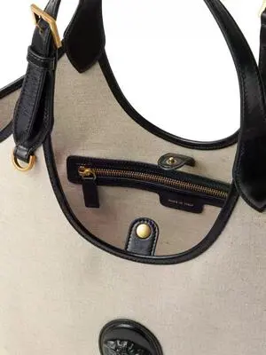 Versace Rivière Large Canvas Tote With Medusa Cameo - Neutrals