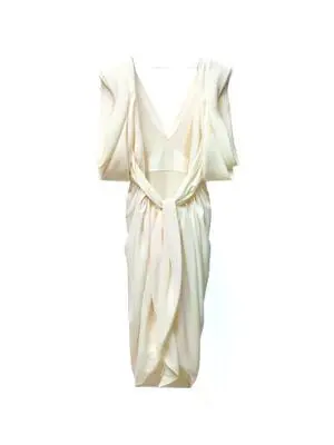 Versace Crêpe Marocaine Midi Dress With Bow Detail - White