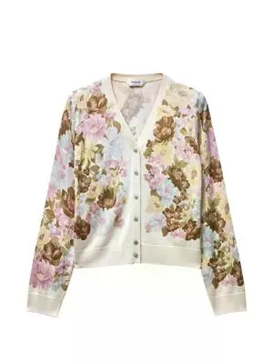 Versace Printed Silk Knit Cardigan - Neutrals