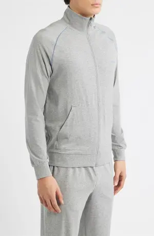 BOSS Mix Match Stretch Cotton Zip Jacket - Medium Grey