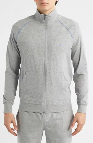 BOSS Mix Match Stretch Cotton Zip Jacket - Medium Grey