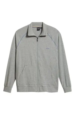 BOSS Mix Match Stretch Cotton Zip Jacket - Medium Grey