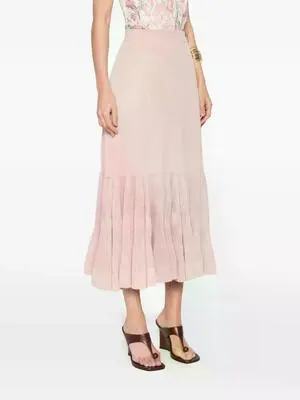 Zimmermann Luna Pleated Frill Midi Skirt - Pink