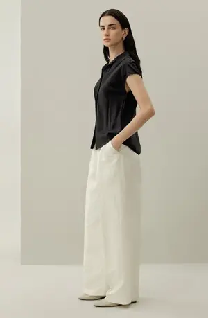 Lilysilk Bias Cut Cap-sleeve Silk Shirt