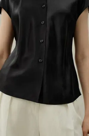 Lilysilk Bias Cut Cap-sleeve Silk Shirt