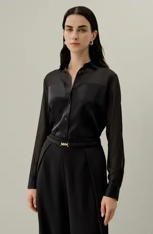 Lilysilk Silk Organza Button-down Shirt - Black