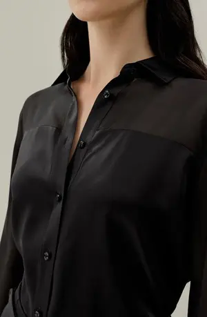 Lilysilk Silk Organza Button-down Shirt - Black