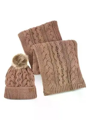 Barbour Knitted Penshaw Scarf Set - Neutrals