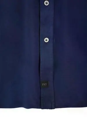 FAY French Collar Logo Label Shirt - Blue
