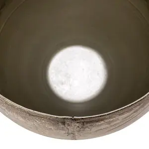 STORIED HOME Various Round Metal Planters With Distressed Finish, Pewter