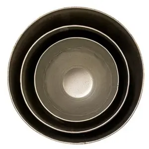 STORIED HOME Various Round Metal Planters With Distressed Finish, Pewter