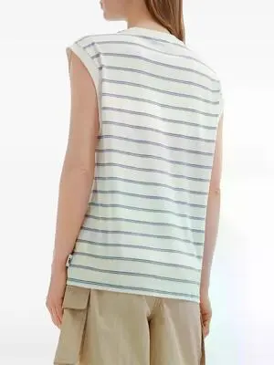CHOCOOLATE Striped Sleeveless Top - Neutrals
