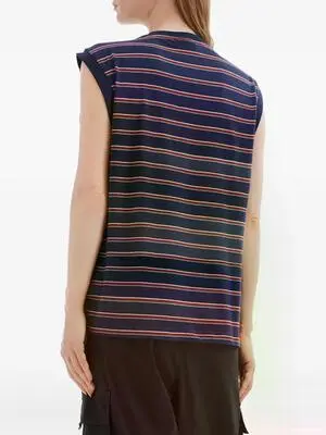 CHOCOOLATE Striped Sleeveless Top - Blue