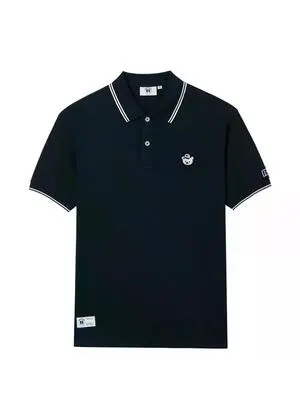 CHOCOOLATE Striped Embroidered Polo Shirt - Blue