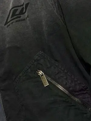 Off-White Zip-up Faded Bomber Jacket - Black