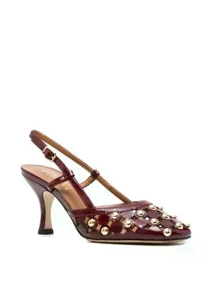 EVALUNA Cut-out Heeled Pumps - Red