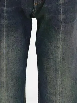 Versace Distressed Straight Jeans - Blue