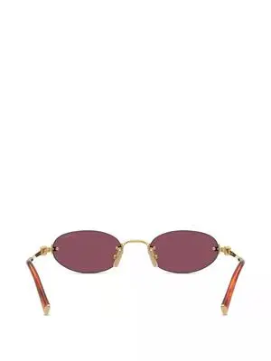 Miu Miu Oval-frame Sunglasses - Gold