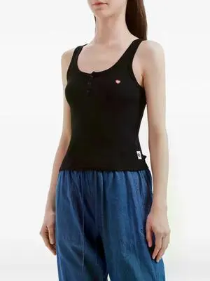 CHOCOOLATE Button Embellished Tank Top - Black