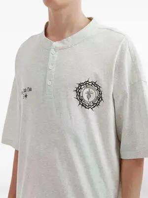 FIVE CM Button Graphic T-shirt - Grey