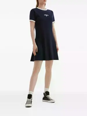 CHOCOOLATE Embroidered Ringer Trim Dress - Blue