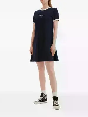 CHOCOOLATE Embroidered Ringer Trim Dress - Blue