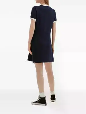 CHOCOOLATE Embroidered Ringer Trim Dress - Blue