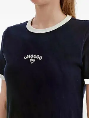 CHOCOOLATE Embroidered Ringer Trim Dress - Blue